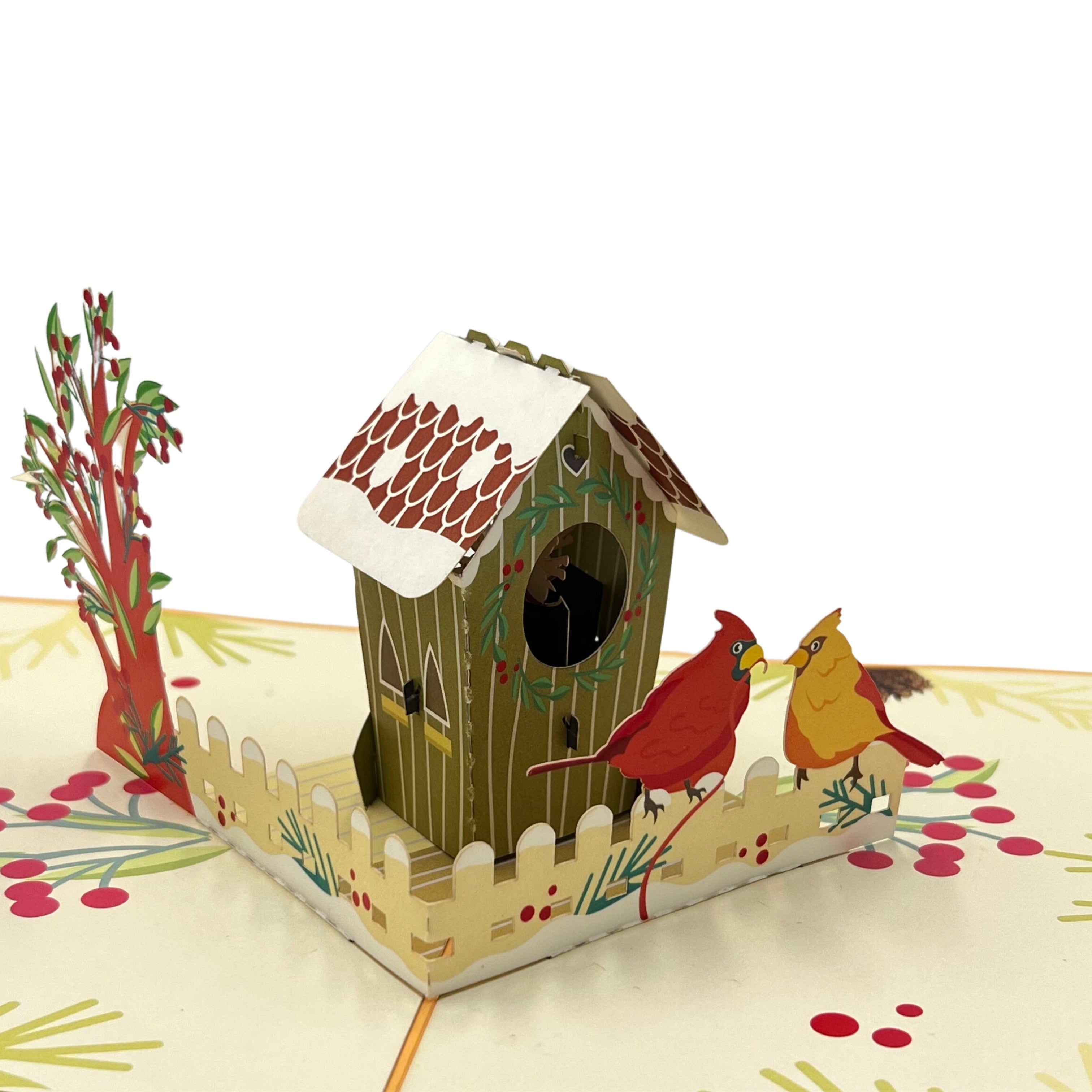 Pop Up Greeting Card Coupe Love Bird in Spring Card Animal Nature Love